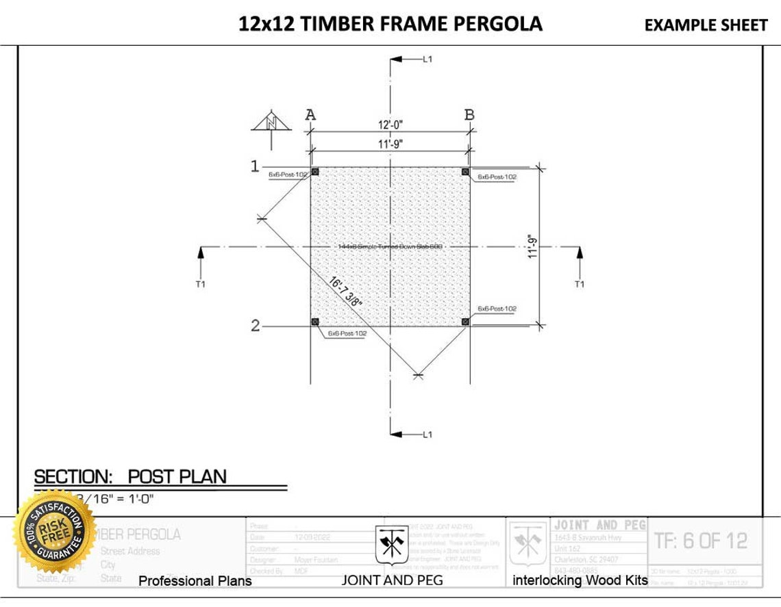 12x12 Timber Frame Pergola Plan - Etsy