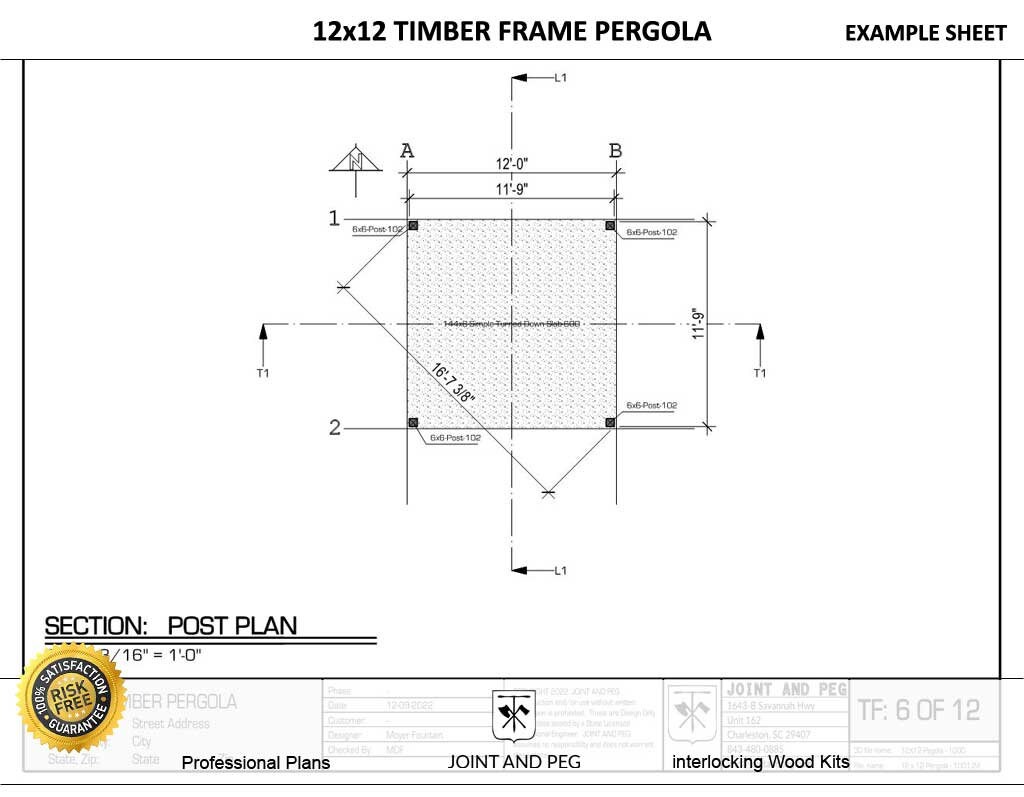 12x12 Timber Frame Pergola Plan - Etsy