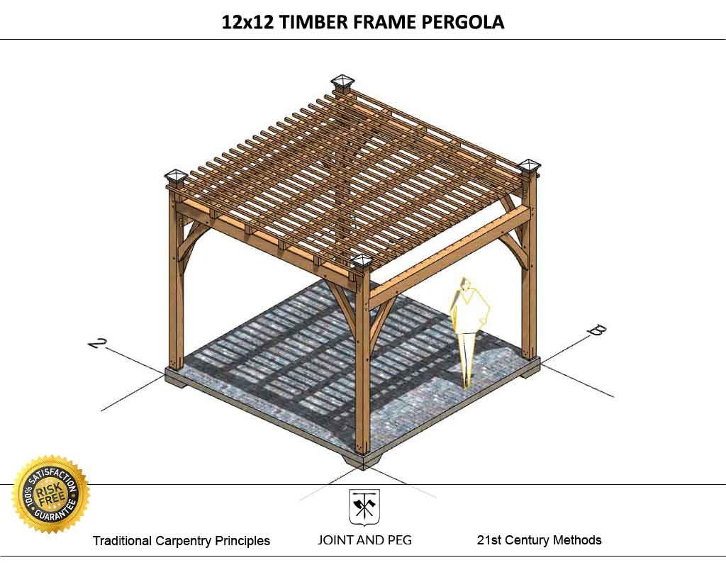 12x12 Timber Frame Pergola Plan - Etsy