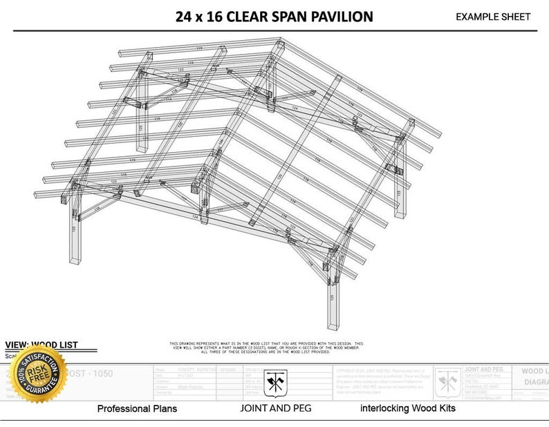24X16 Clear Span Pavilion Plan - Etsy