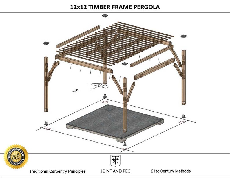 12x12 Timber Frame Pergola Plan - Etsy