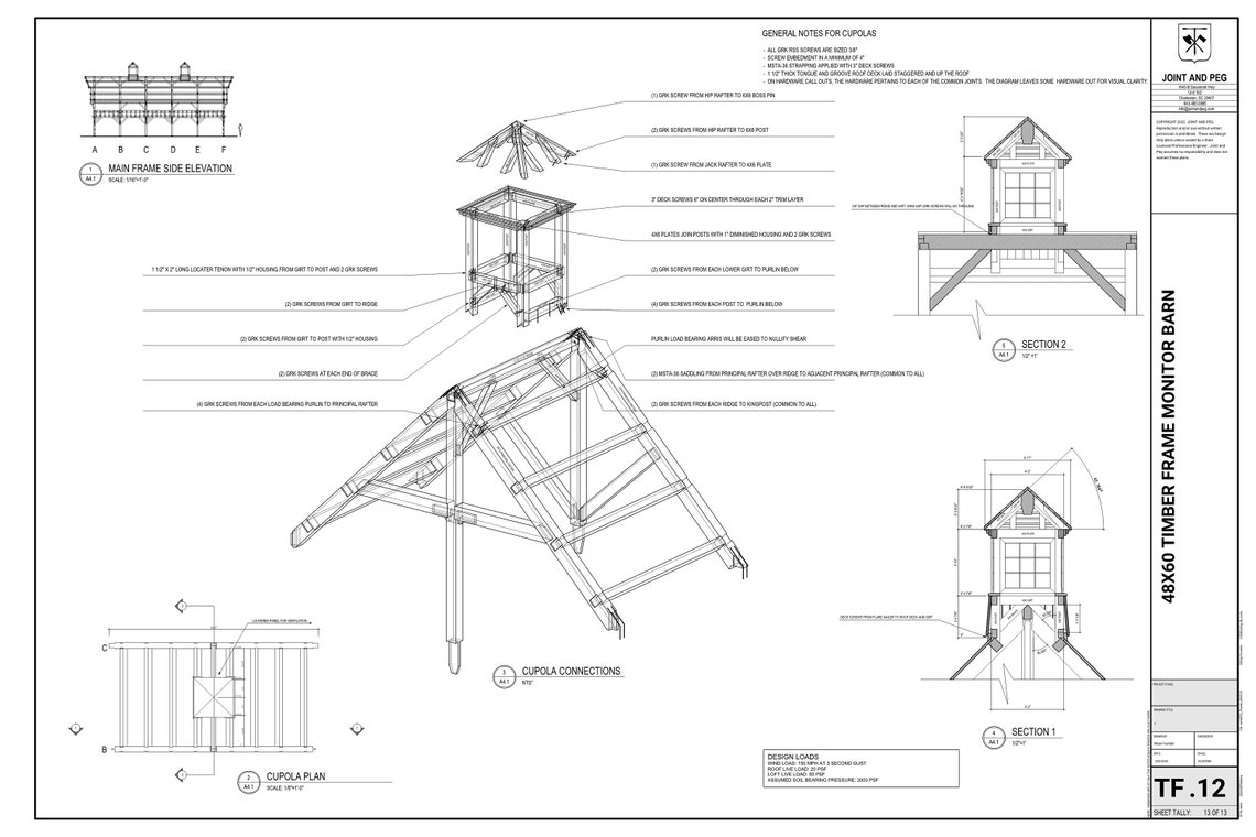 48x60 Monitor Timber Frame Barn Plan - Etsy Canada