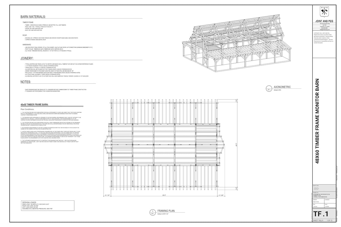 48x60 Monitor Timber Frame Barn Plan - Etsy Canada