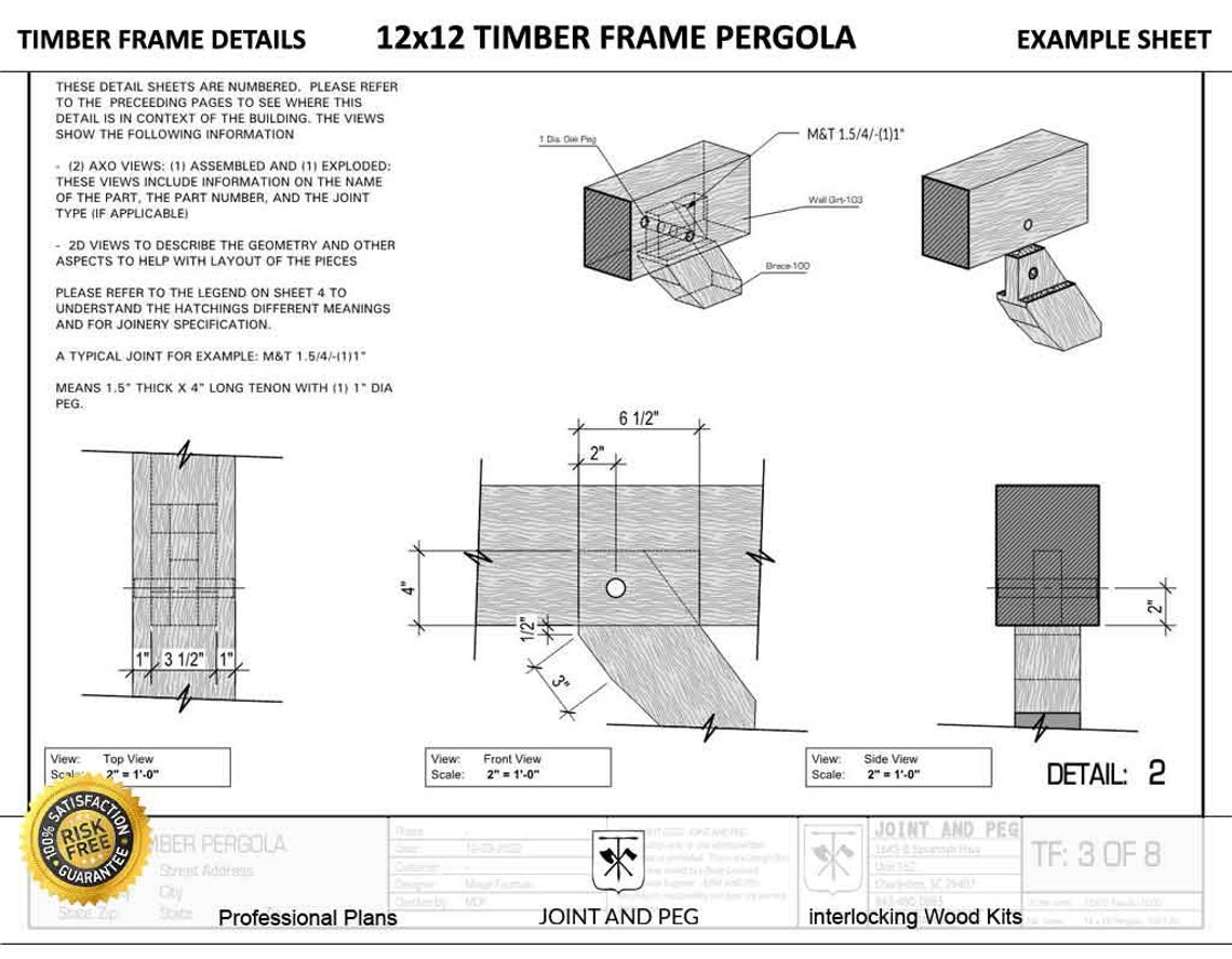 12x12 Timber Frame Pergola Plan - Etsy