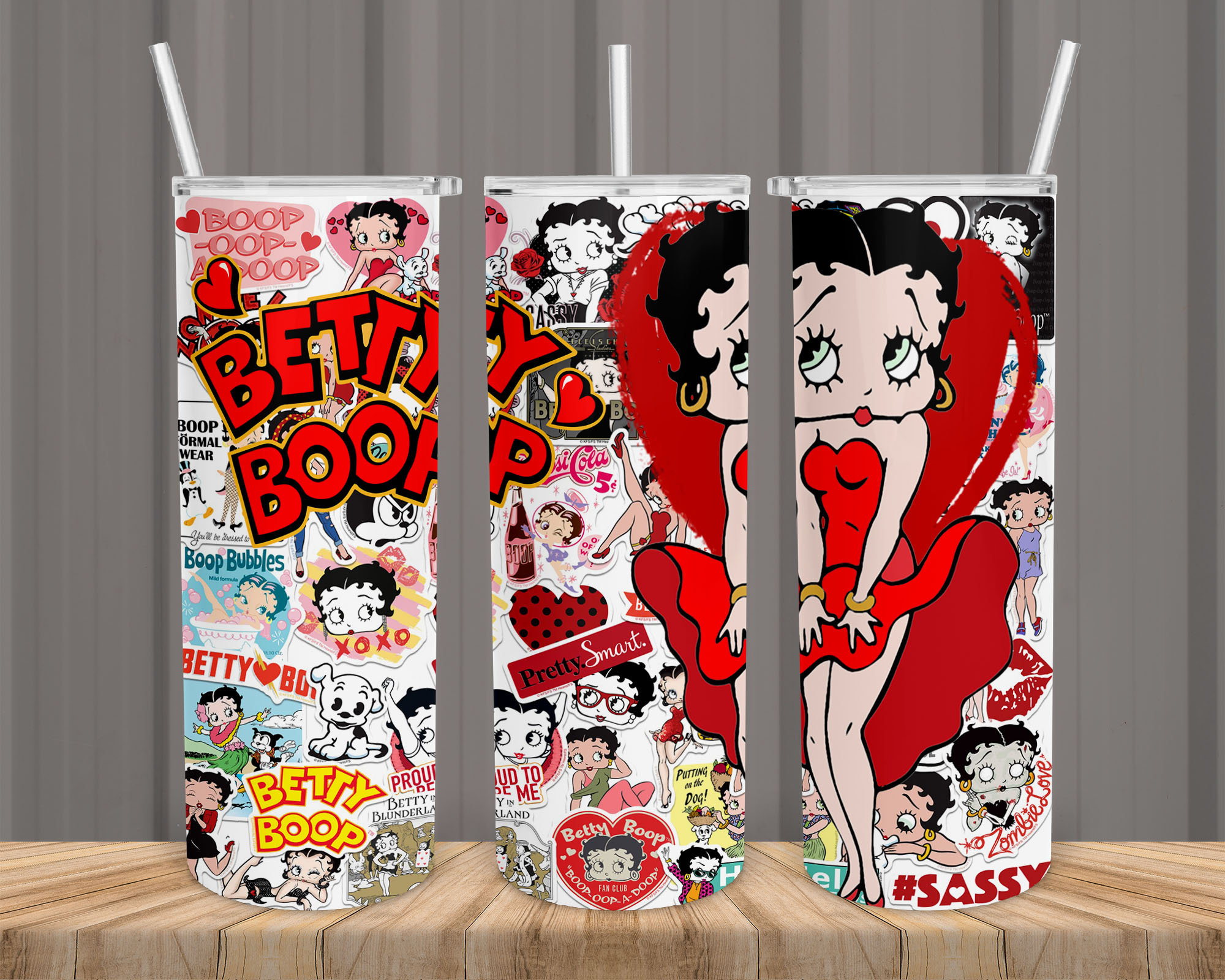20oz Tumbler Wrap Betty Boop, Girl Betty Tumbler Desing, 20oz Skinny ...