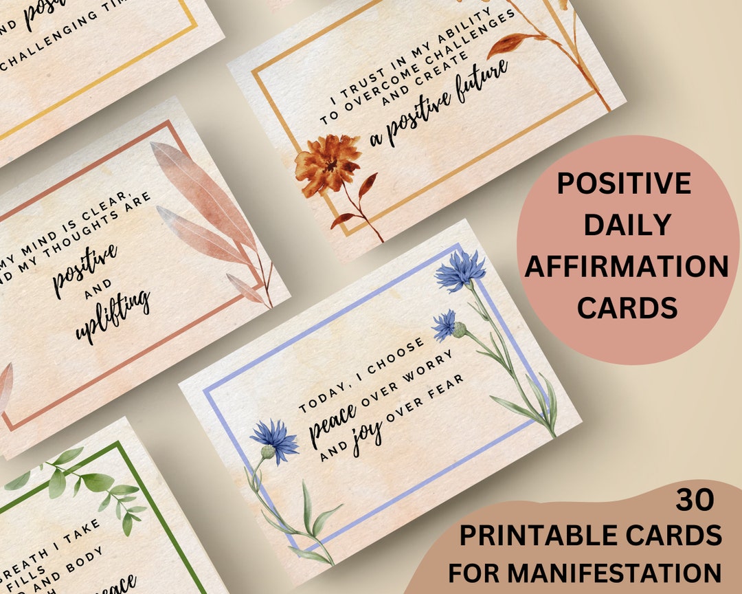 Positive Affirmation Cards Set for Self-love, Wellbeing, Mental Health ...