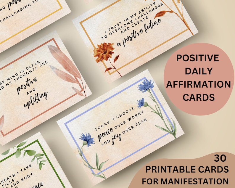 Positive Affirmation Cards Set for Self-love, Wellbeing, Mental Health ...