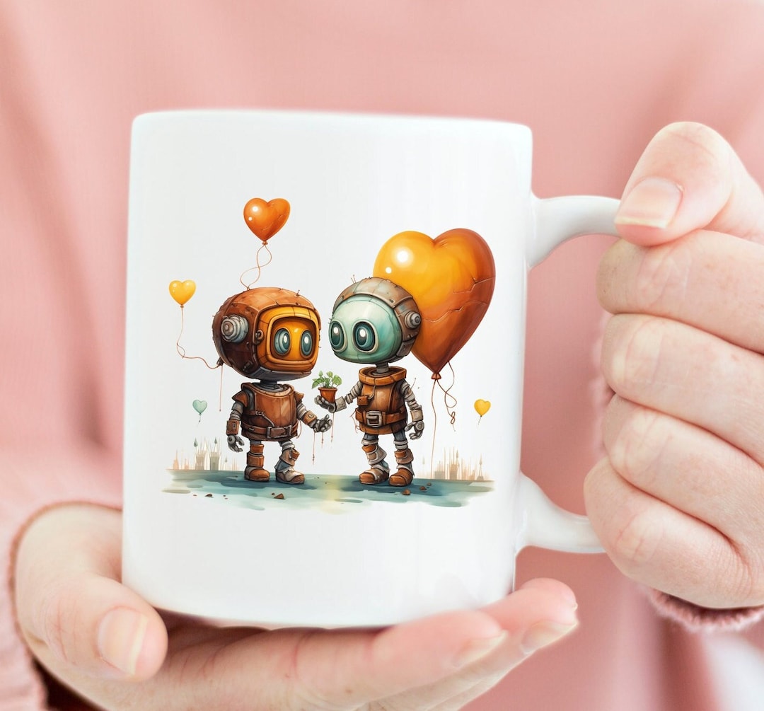 Robot Valentine Coffee Mug, Gift for Love One, Valentine Coffee Mug ...