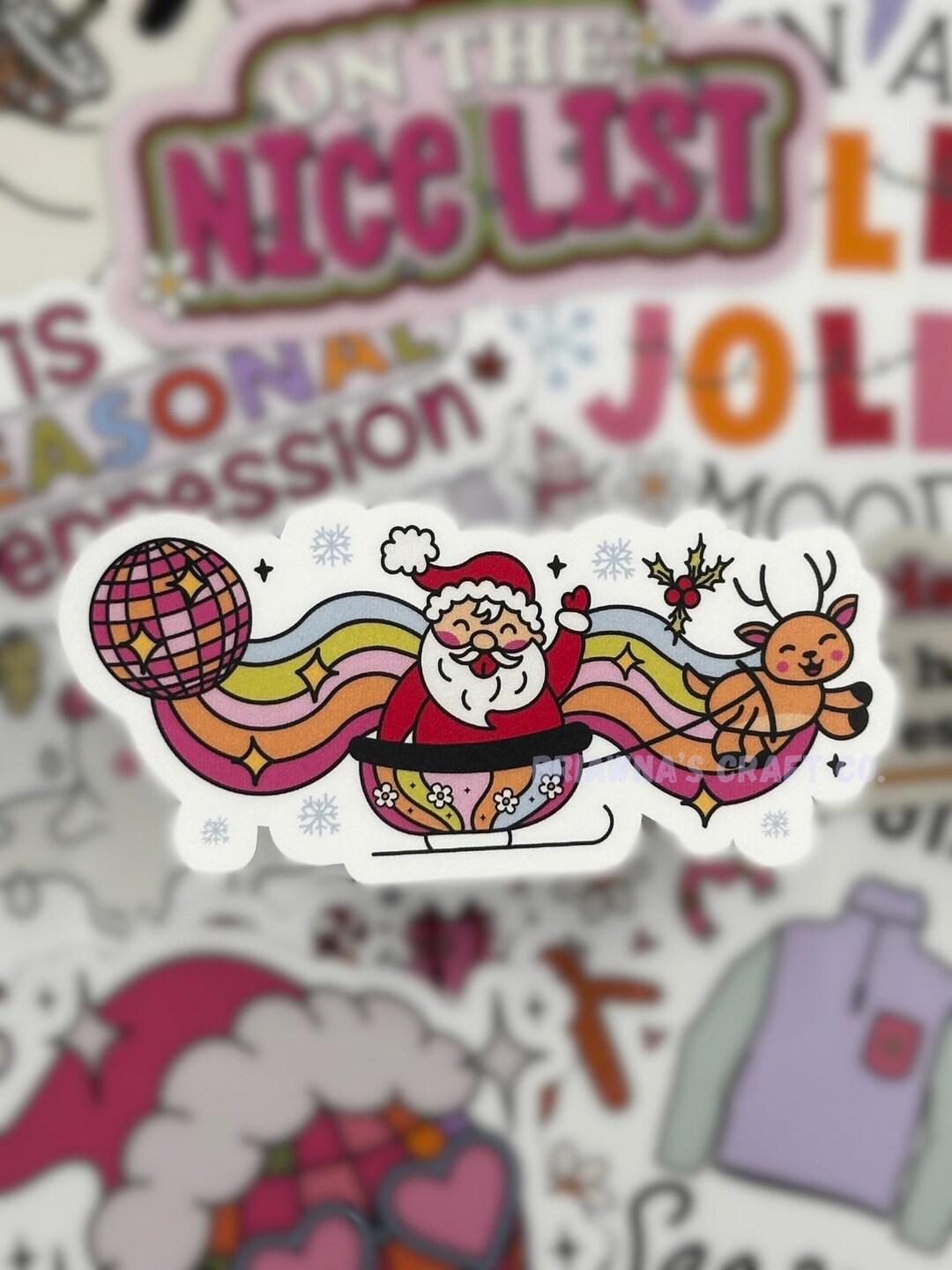 Christmas Sticker! Retro Santa Sleigh Waterproof Vinyl Sticker - Funny ...