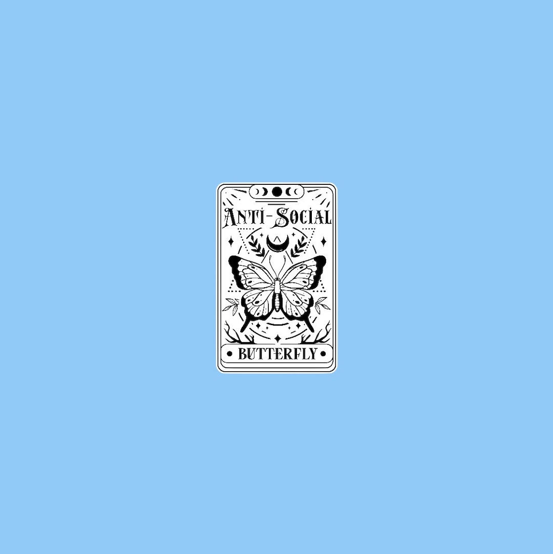 Anti Social Butterfly Tarot Card Sticker -black 'n White Water ...