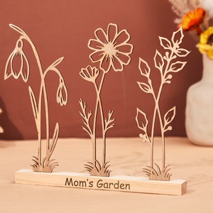 Wood Birth Flower Garden Custom Family Birth Flower Wood Birth Flower ...