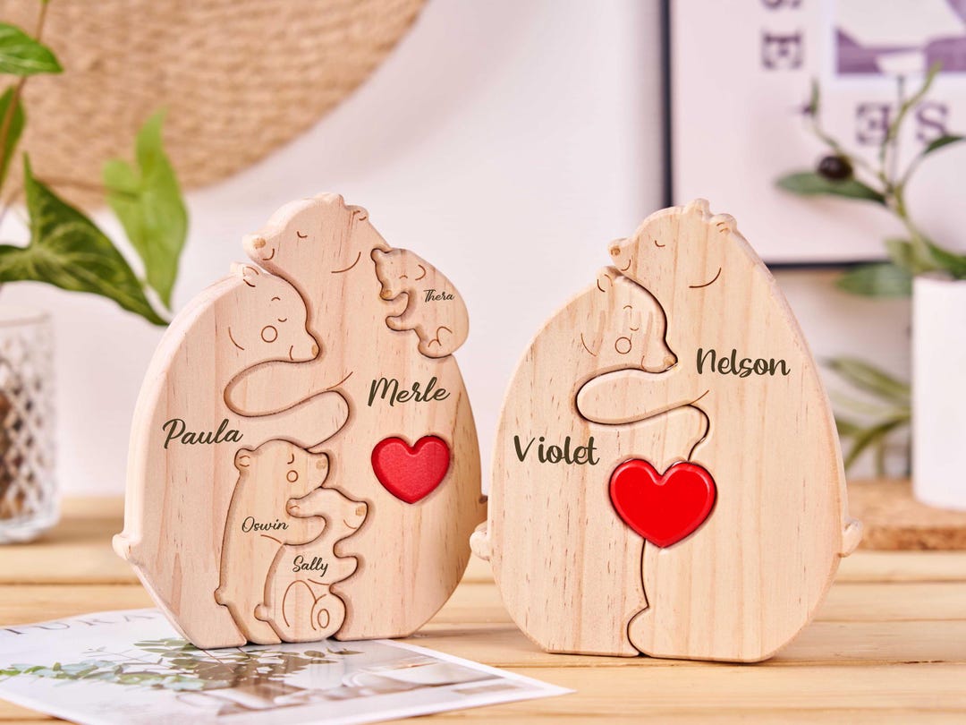 Personalized Wooden Bear Family Puzzle,engraved Family Name Puzzle ...