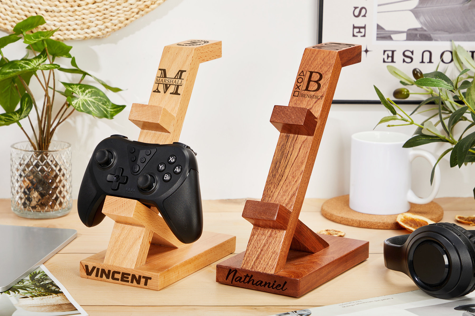 Personalized Headphone Holder Game Stand Wooden Controller Holder ...
