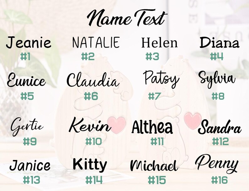 Custom Engraved Name Family Puzzle,wooden Bear Family Puzzle,hug Bears ...