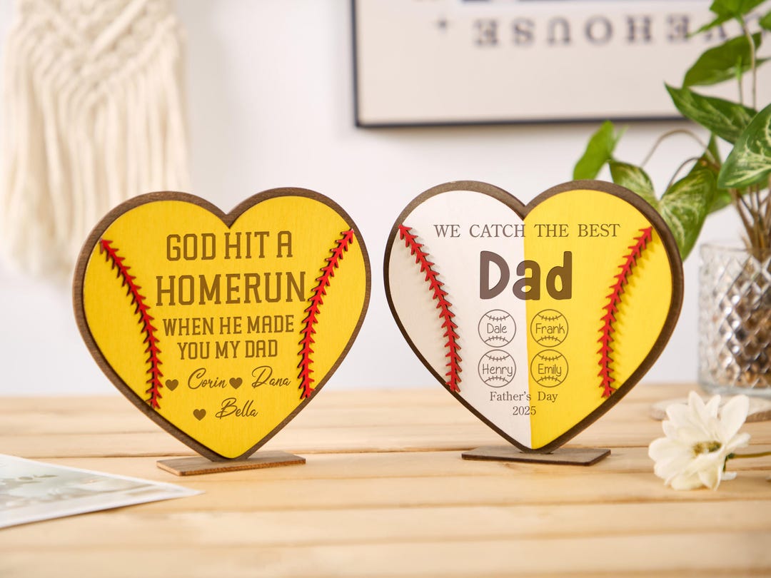Custom Wooden Baseball Plaque,we Hit a Home Run Having You as Our Dad ...