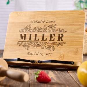 Personalized Cookbook Stand Recipe Book Holder Wooden Cookbook Holder ...
