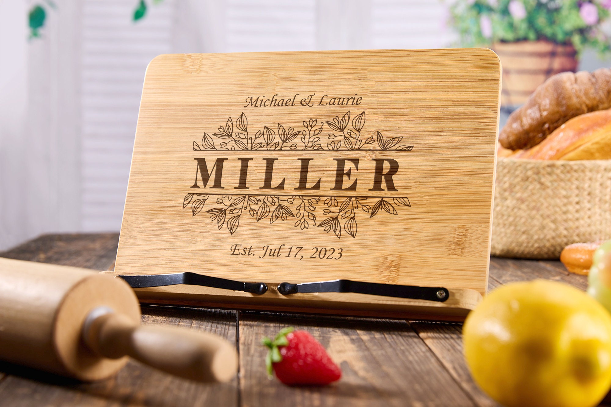 Wooden Cookbook Holder Personalized Cookbook Stand Recipe Book Holder ...
