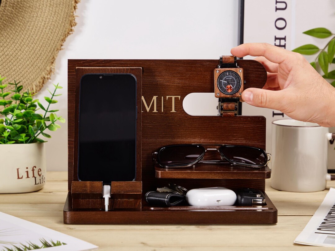 Wood Personalized Docking Station for Cell Phone,engraved Phone Stand ...
