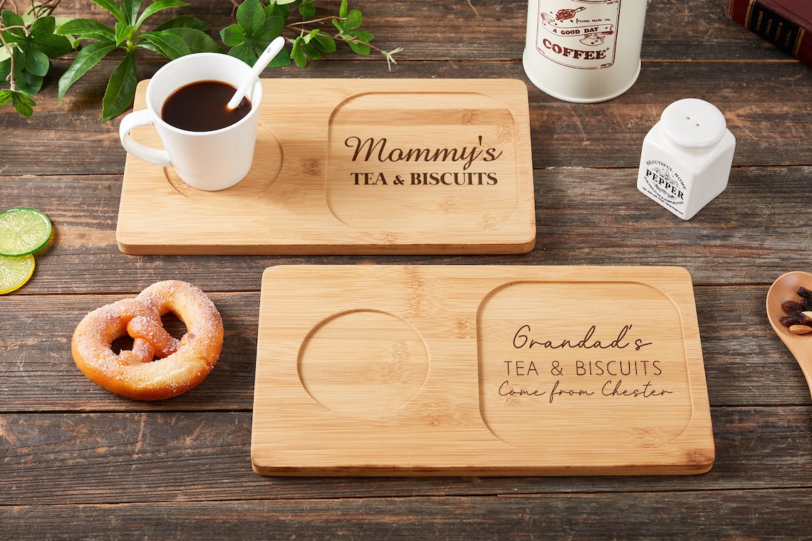 Wooden Tea & Biscuit Board Custom Coffee Board Serving Board Coffee and ...