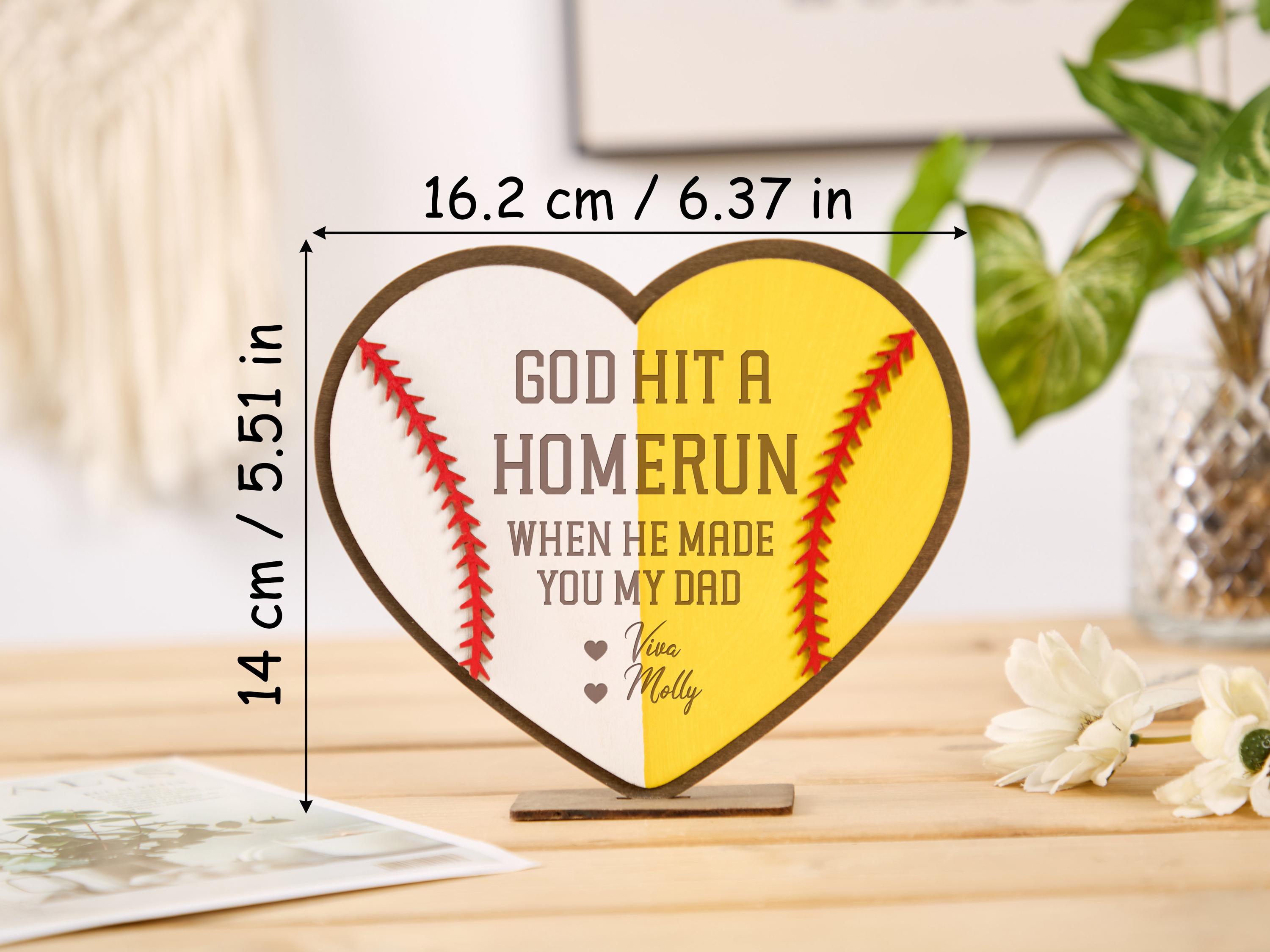 Custom Wooden Baseball Plaque,we Hit a Home Run Having You as Our Dad ...