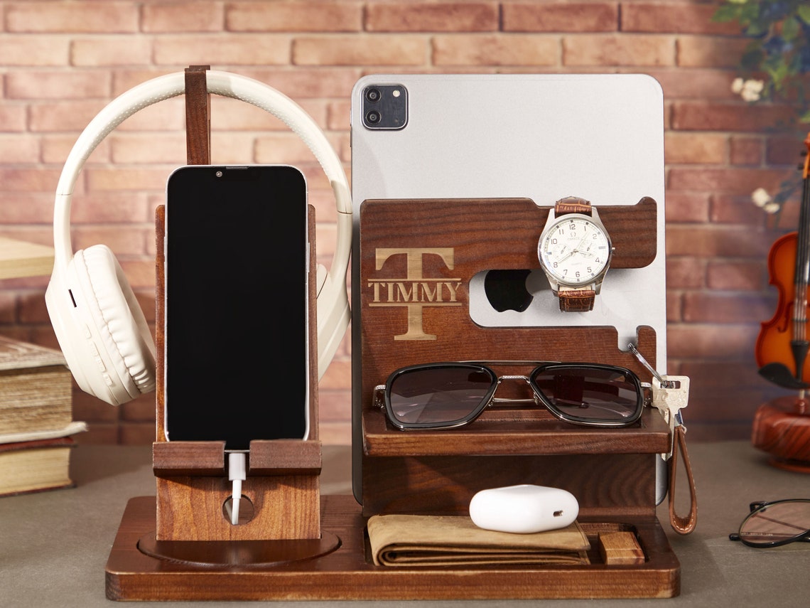 Personalized Charging Station Docking Station Wooden Phone Stand Name ...