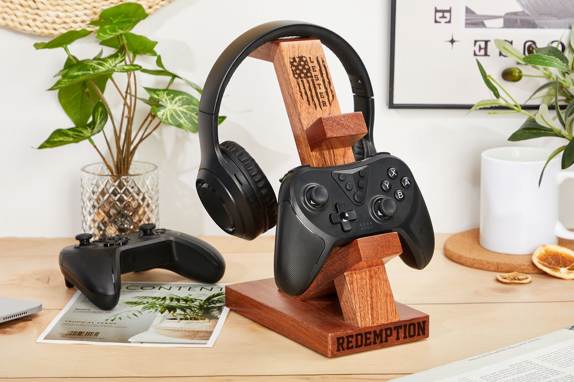 Personalized Headphone Holder Game Stand Wooden Controller Holder ...