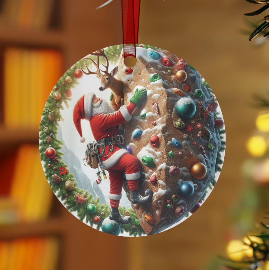 Rock Climbing Ornament Gift Climbers Santa Clous Christmas Ornament ...