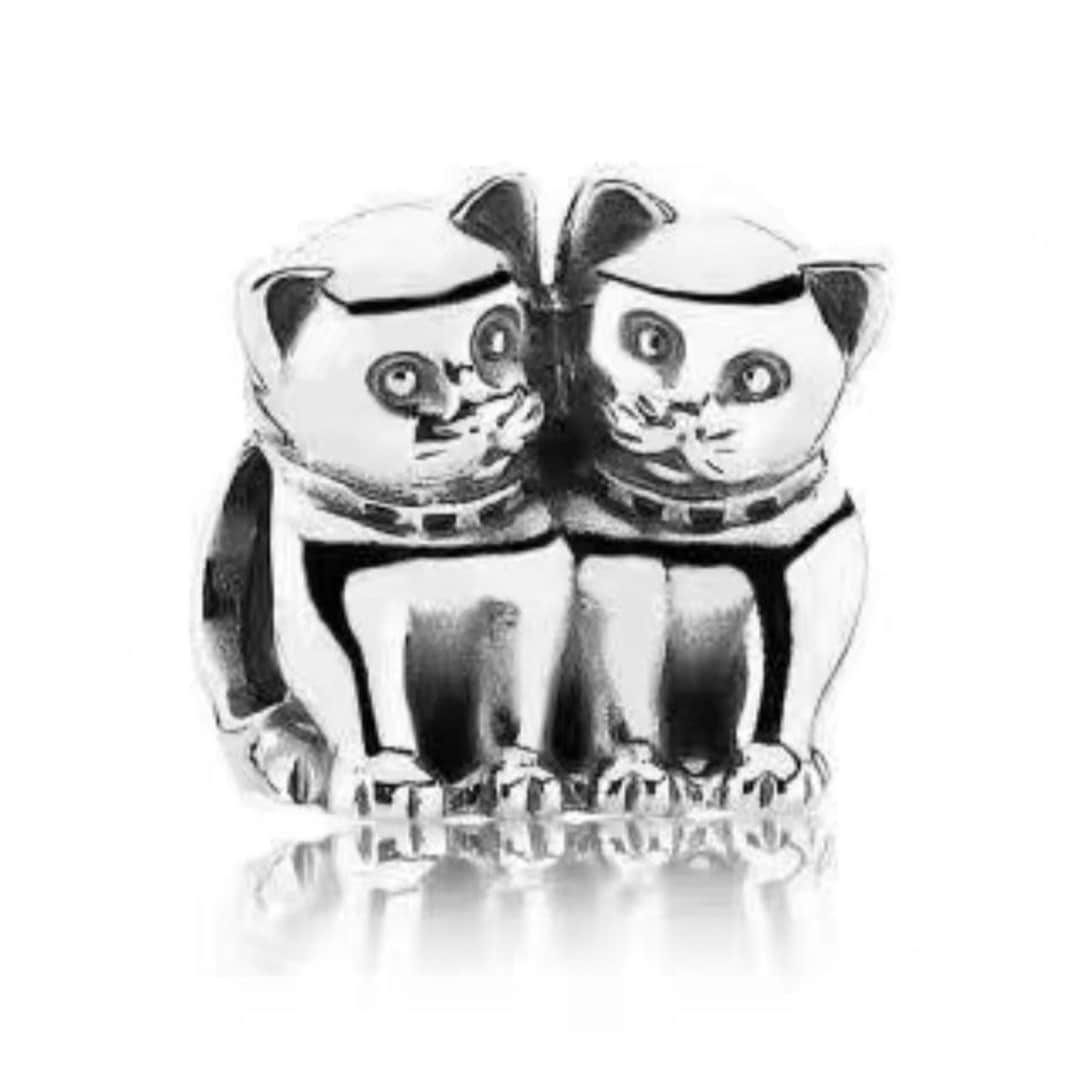 Authentic Pandora Silver Handmade Charm A Pair of Cats - Etsy
