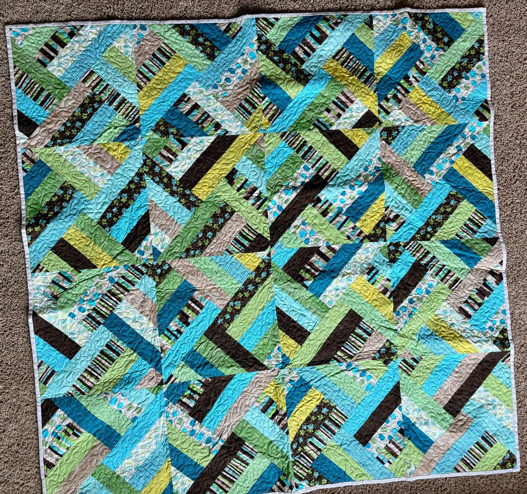 Mulit-colored Lap Quilt. “strip Search” Pattern. - Etsy