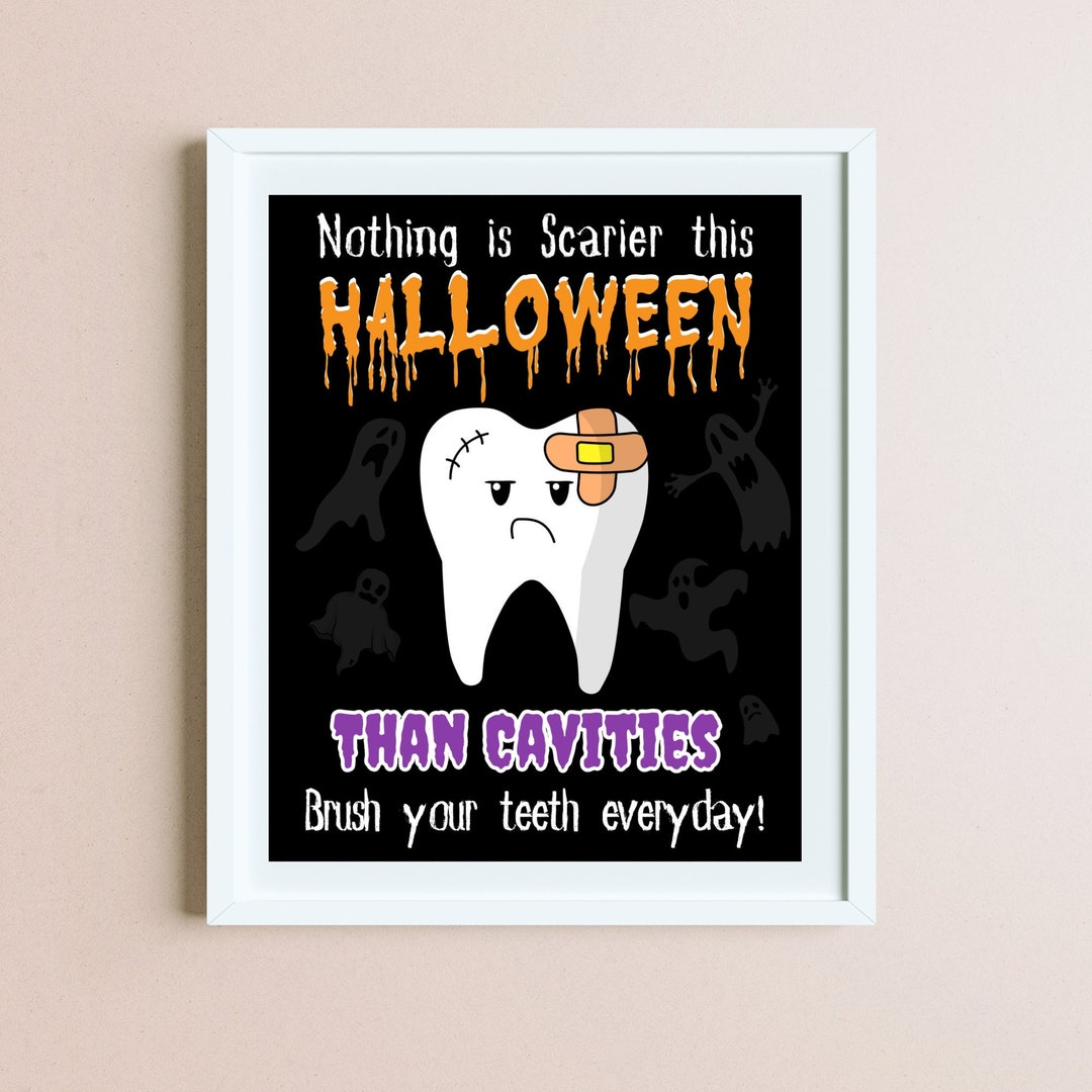Dentist Poster Halloween Decor Dental Office Signs Funny - Etsy