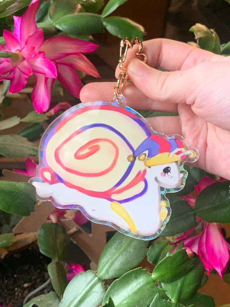 Pomni Digital Circus Holographic Snail Keychains - Etsy