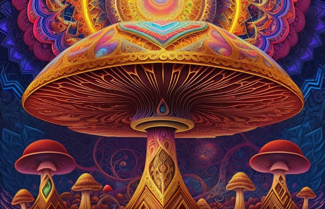 Psychedelic Mushroom Wallpaper Wall Mural Trippy Bedroom - Etsy