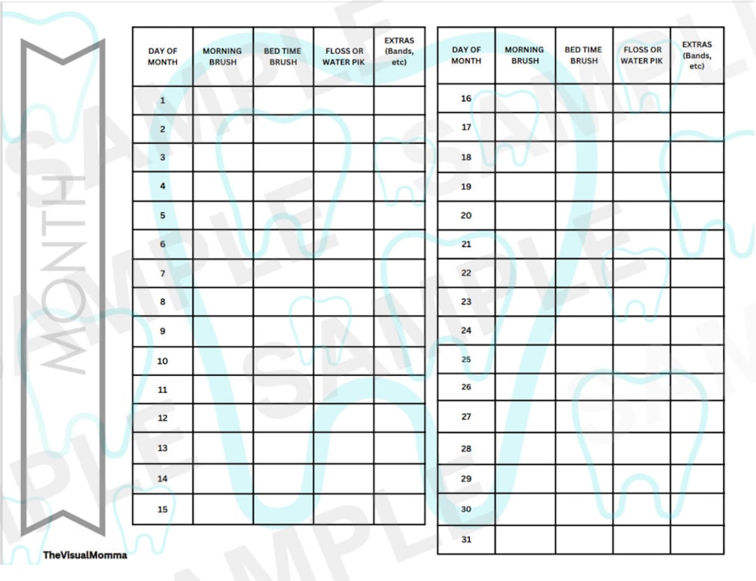 Kids Braces Brushing and Care Chart - Etsy