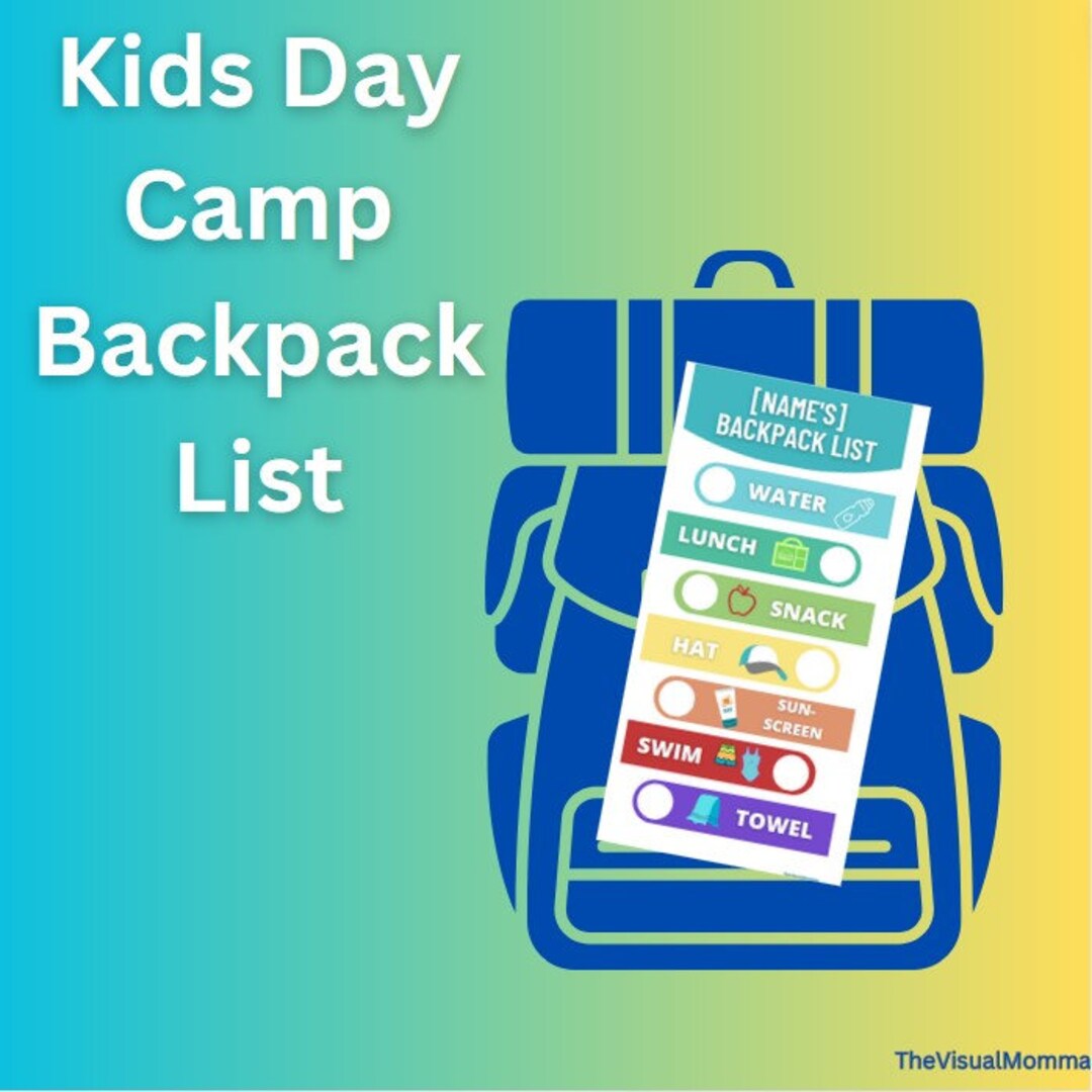 Kids Day Camp Backpack List - Etsy