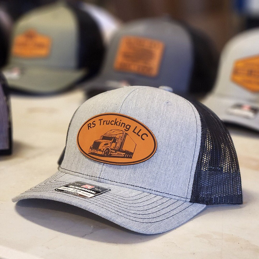 Truck Driver Hat, Trucker Hat, Leather Patch Hat, Trucking Company ...