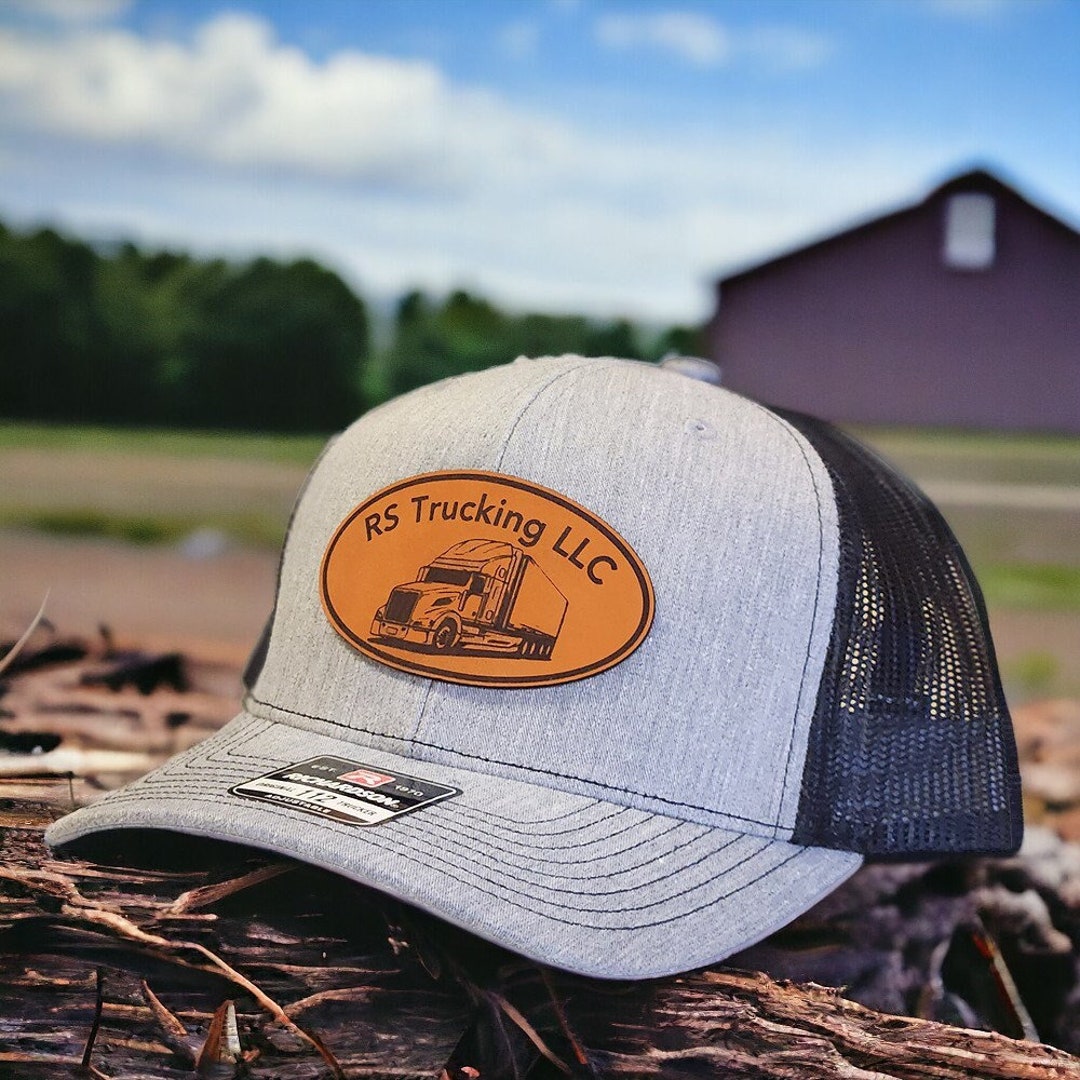Truck Driver Hat, Trucker Hat, Leather Patch Hat, Trucking Company ...