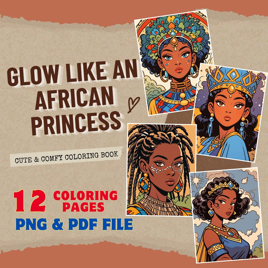 Glow Like an African Princess Coloring Book - Etsy
