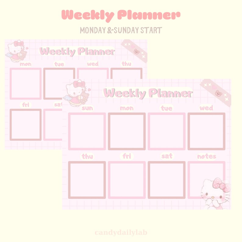 Adorable Kawaii Planner Set With Kitty Stickers Daily, Weekly,monthly ...
