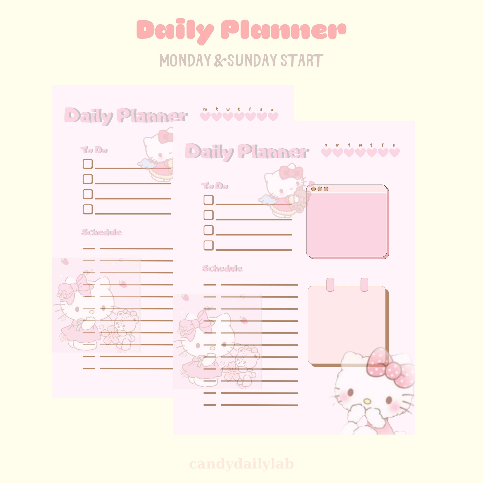 Adorable Kawaii Planner Set With Kitty Stickers Daily, Weekly,monthly ...