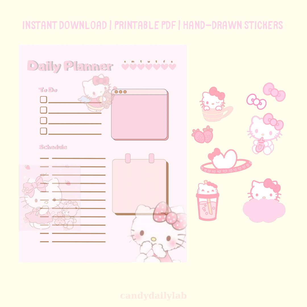 Plan Your Days With Charm: Kawaii Kitty Daily Planner Digital Download ...