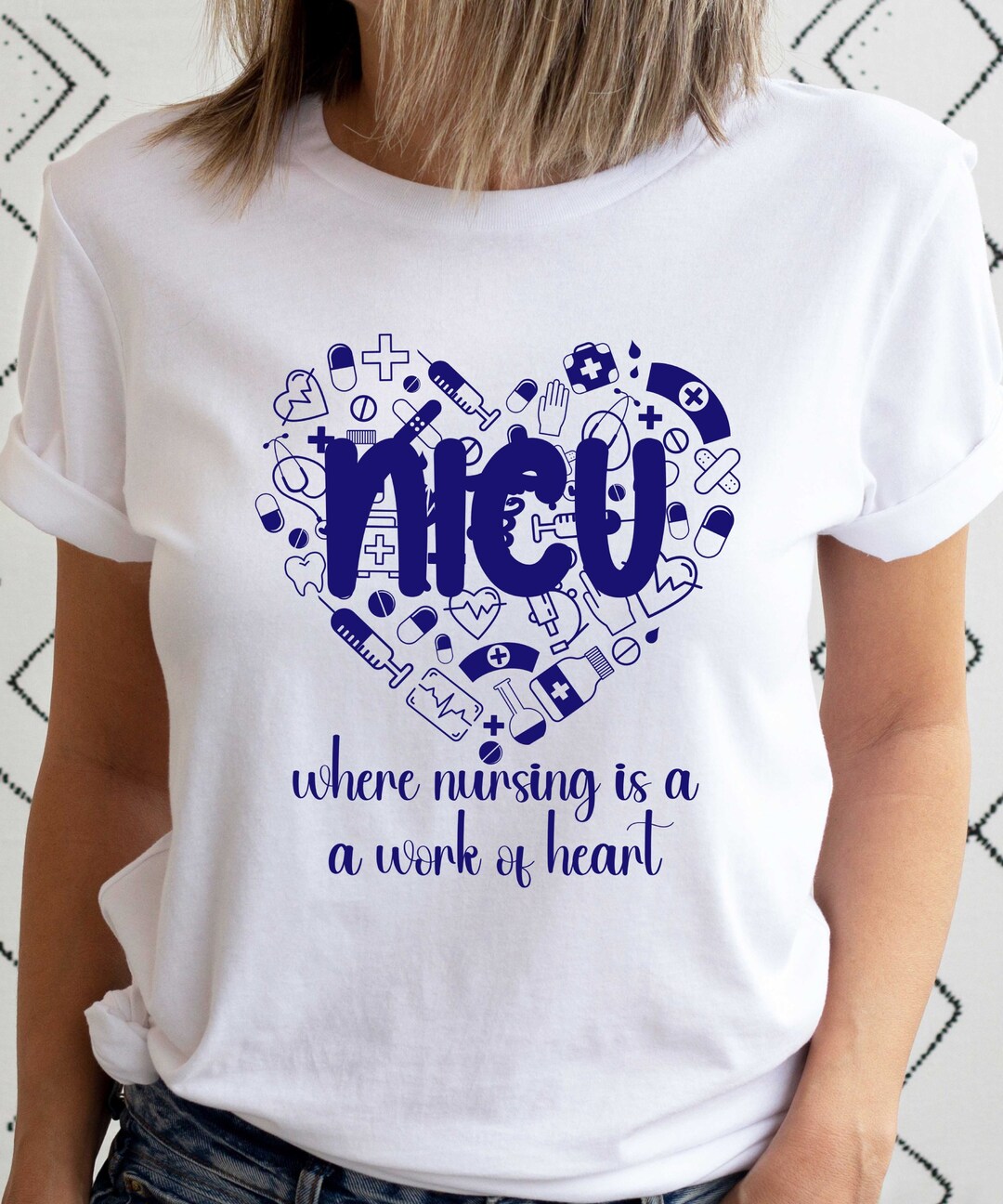 NICU Nurse Heart T-shirt, Nursing Medical Intensive Care Unit Top ...