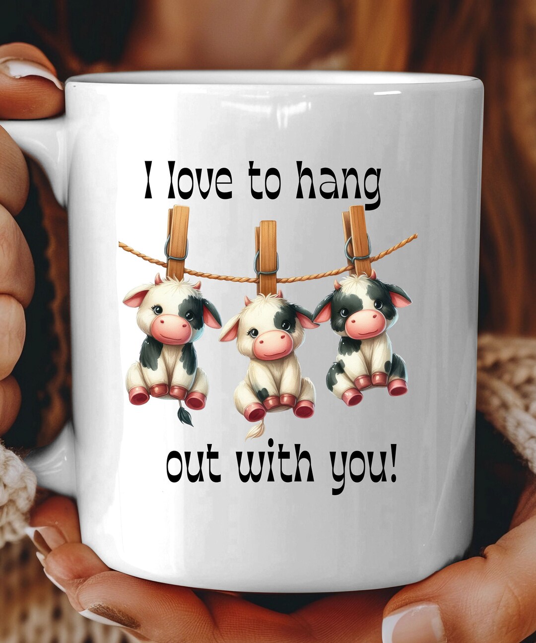 Personalized I Love to Hang Out With You Cows Mug Friend Birthday Funny ...