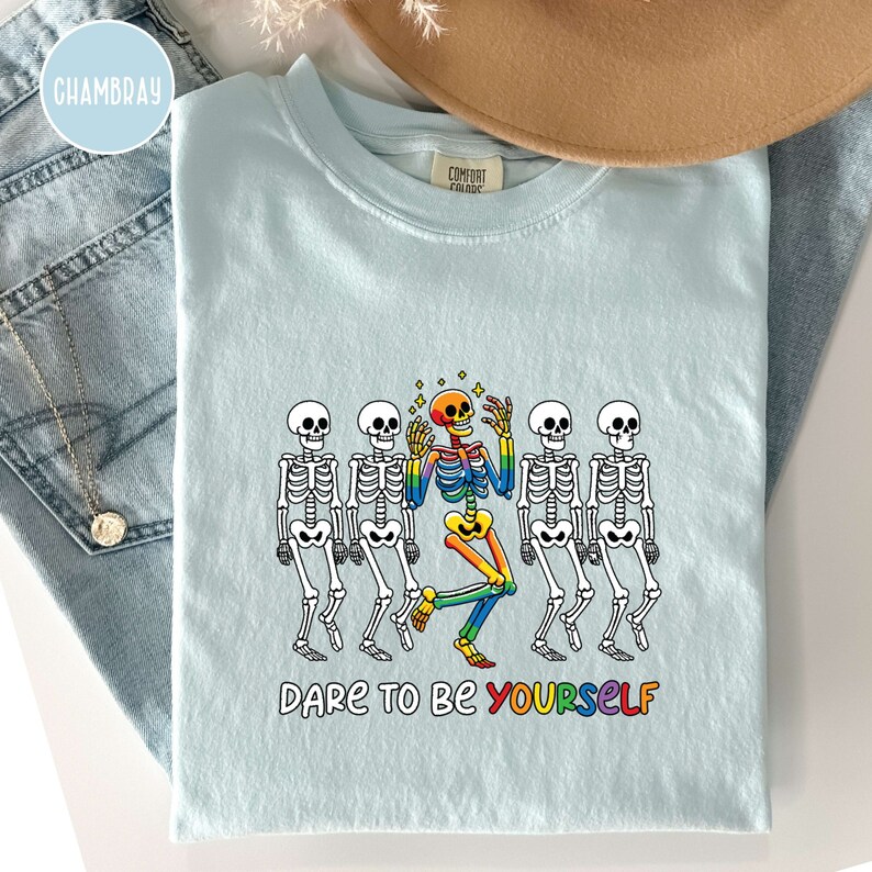 Pride Dare to Be Yourself Skeleton Dance T-shirt, LGBTQ Skeleton ...