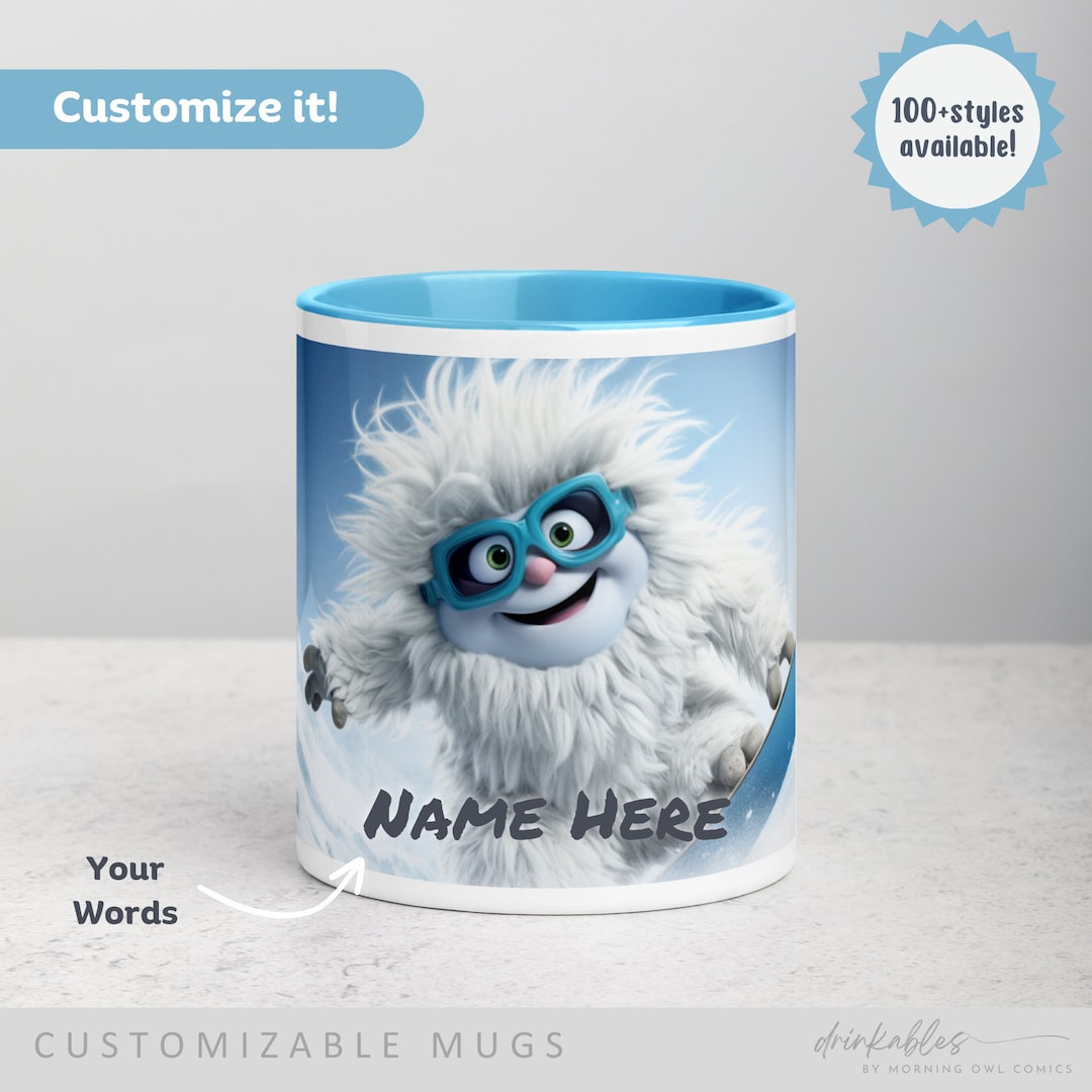 Snowboarding Abominable Snowman Mug, Customize With Your Name, Enjoy ...