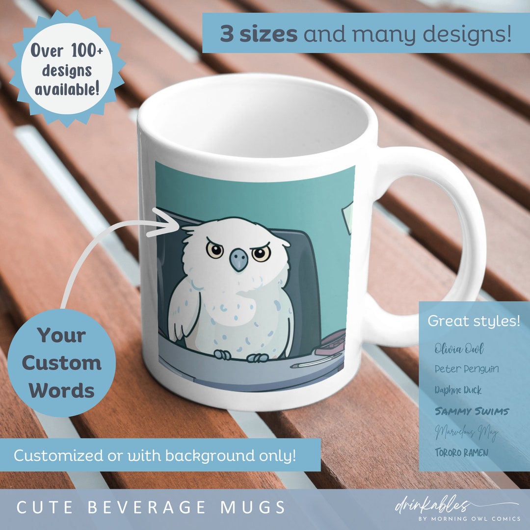 Grumpy Owl at Work, Coffee Cup Tea Mug, Personalize With Your Name ...