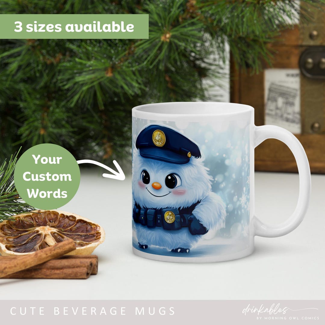 Police Officer Yeti, Snowman, Custom Cup, Winter Scenery - Etsy
