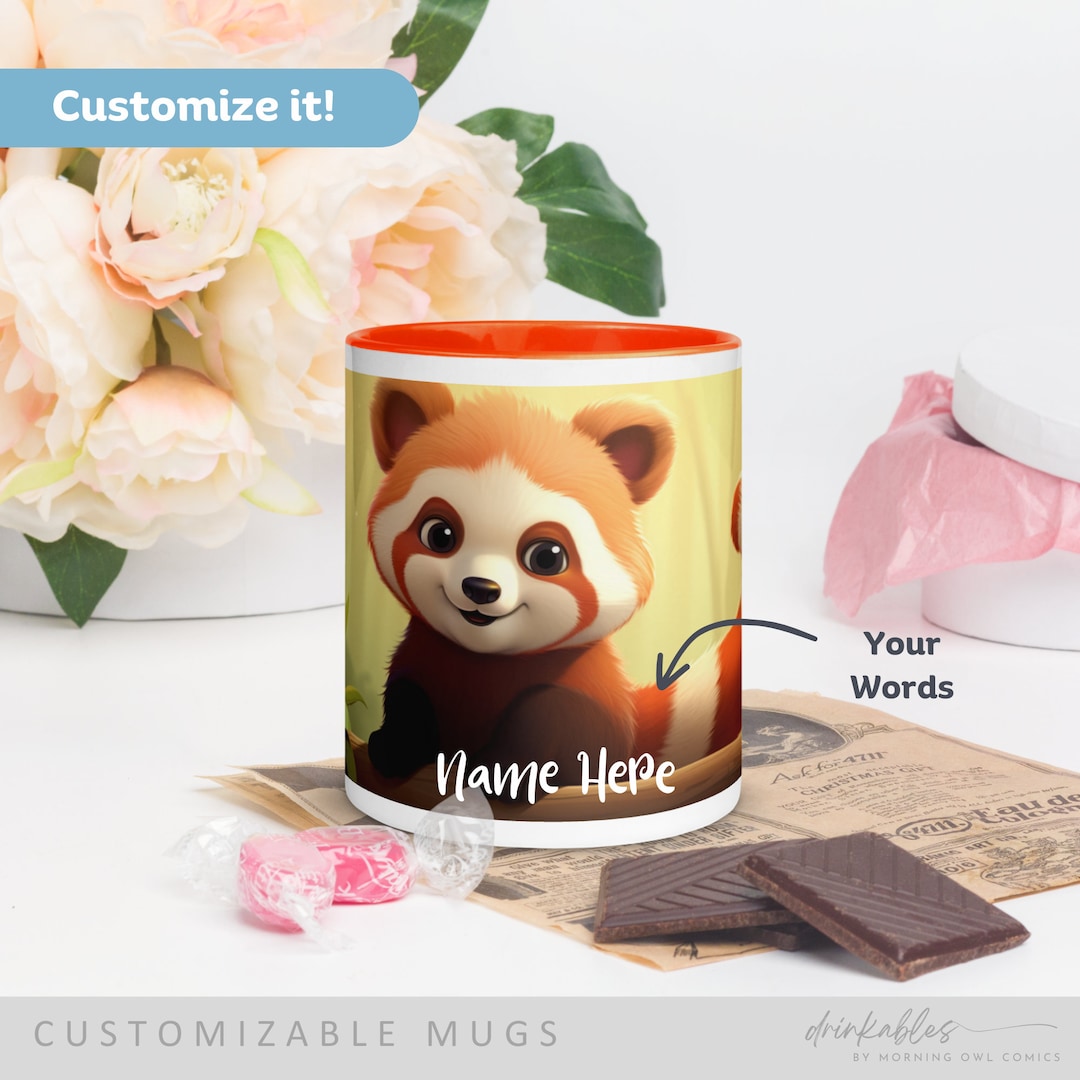 Red Red Panda Custom Mug, Write Your Name, Gift for Tea & Coffee ...