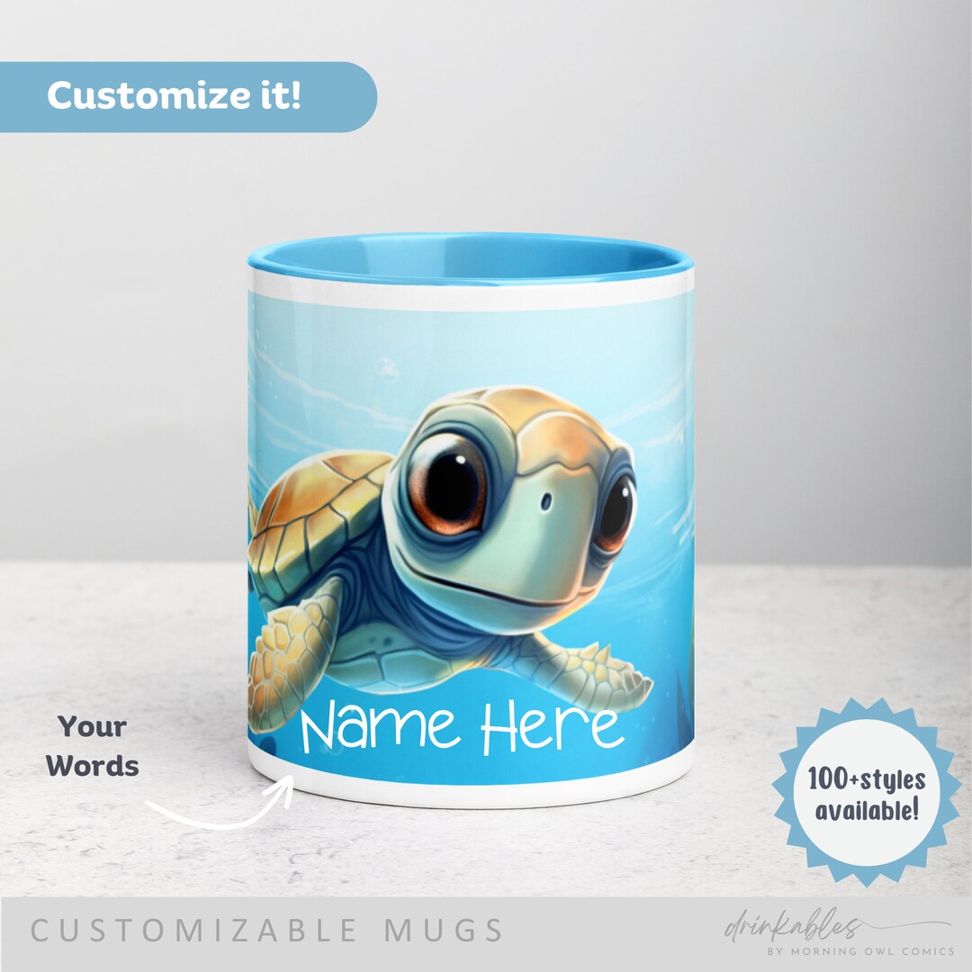 Sea Turtle Coffee Cup, Write Your Name, Gift for Turtle Lovers and ...