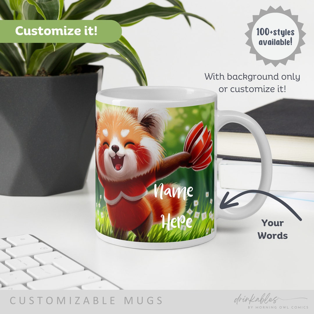 Custom Red Panda Coffee Cup, Cheerleader, Gift for Red Panda Lovers and ...