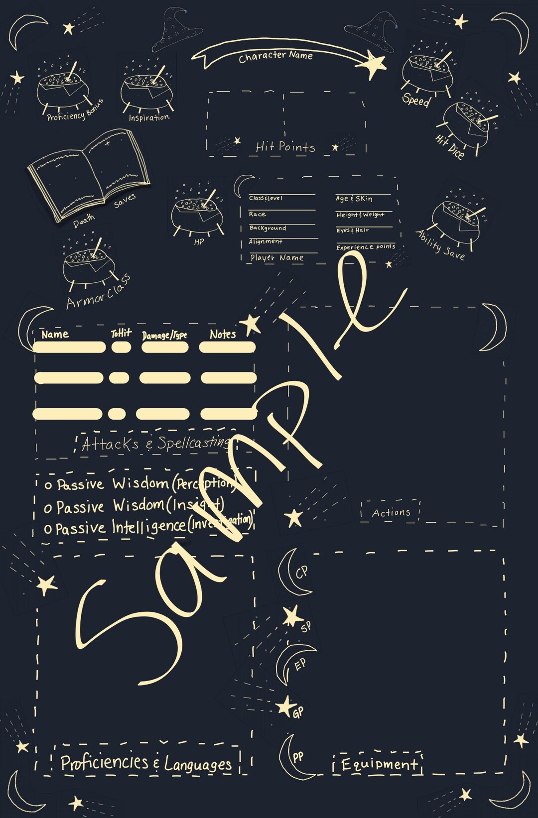 Magical D&D Character Sheet - Etsy